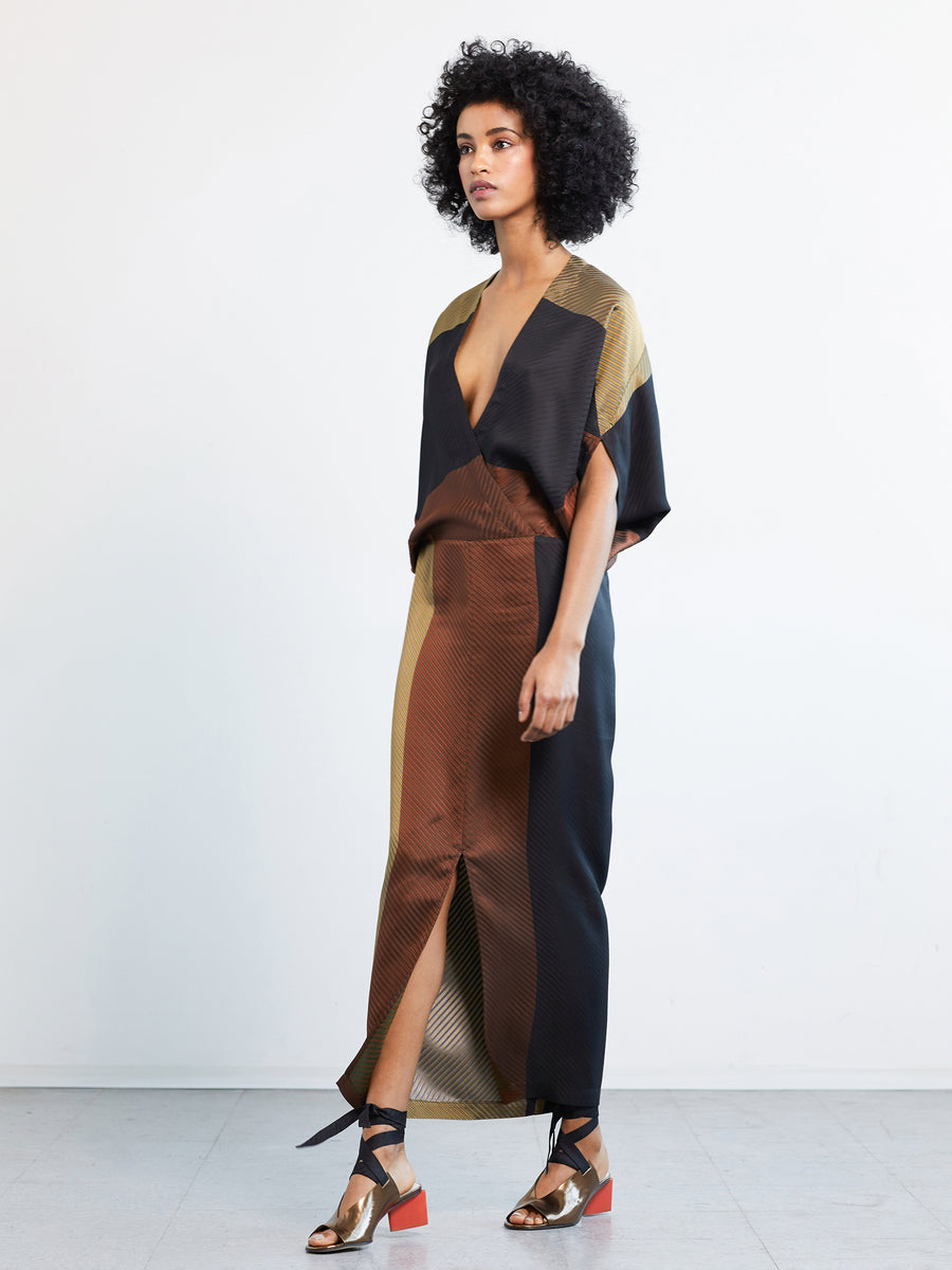 Wrap Aki Dress Sample in Dusk Jacquard | Zero + Maria Cornejo